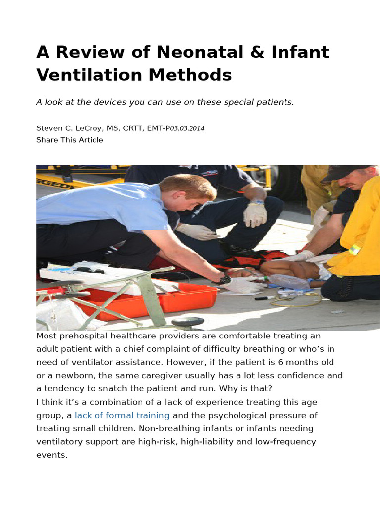 A Review of Neonatal & Infant Ventilation Methods | PDF | Clinical ...