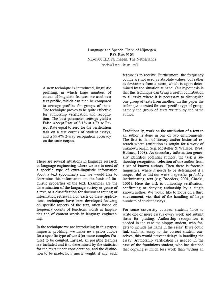 Linguistic Profiling For Authorship Recognition An | PDF