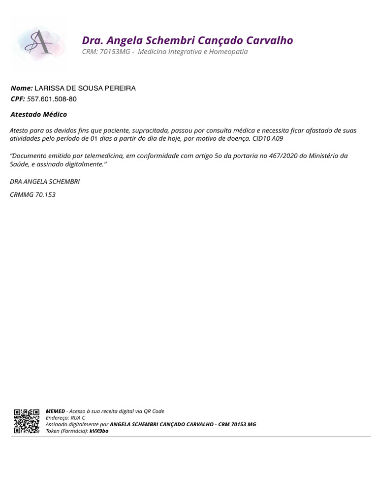 Dra. Angela Schembri Cançado Carvalho: CRM: 70153MG - Medicina ...