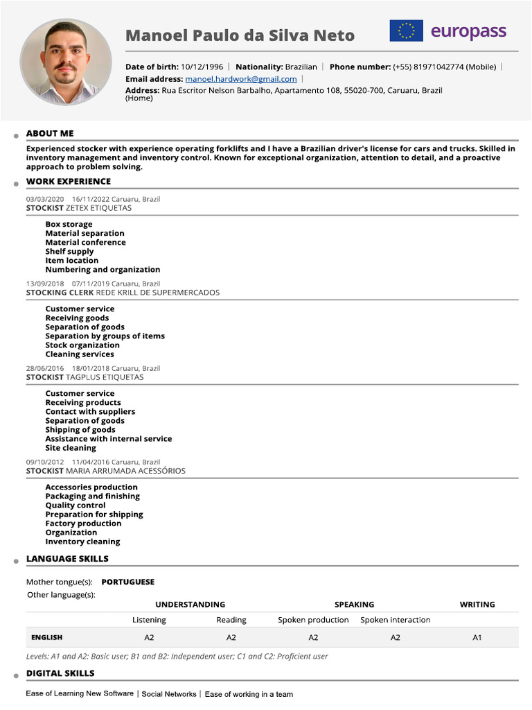 My Europass Resume English | PDF