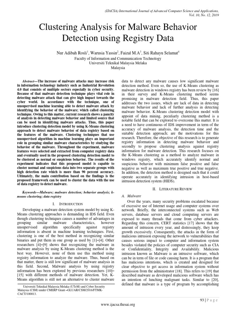 Clustering Analysis For Malware Behavior | PDF