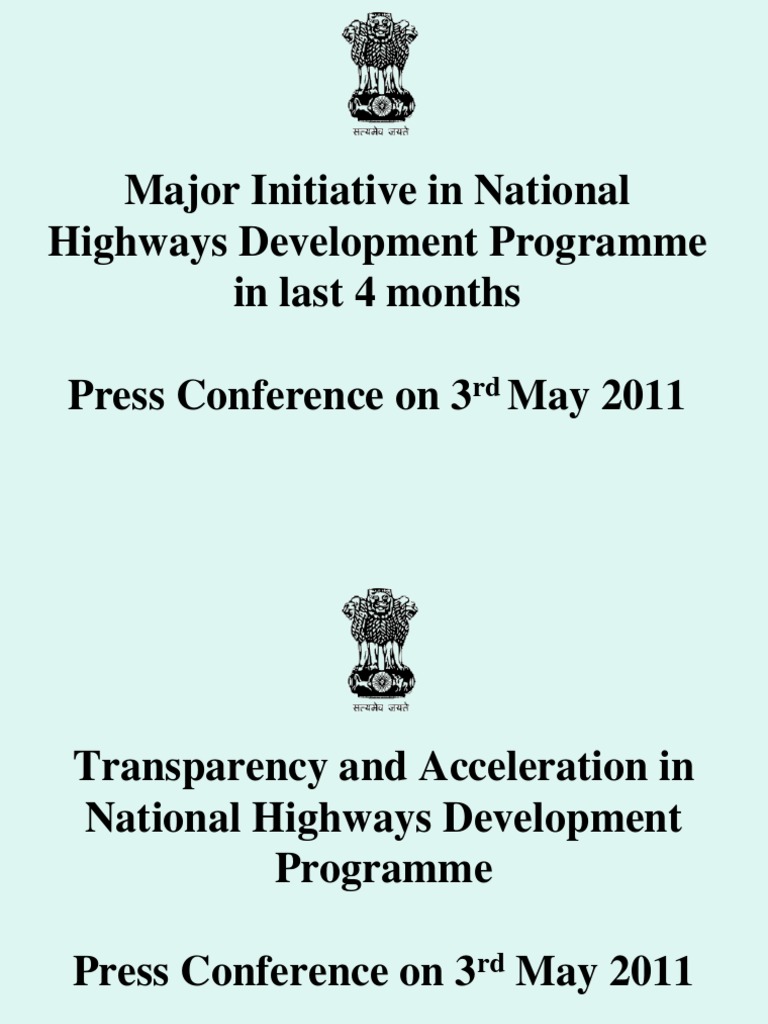 Major Initiative in National Highways Development Programme in Last 4 ...