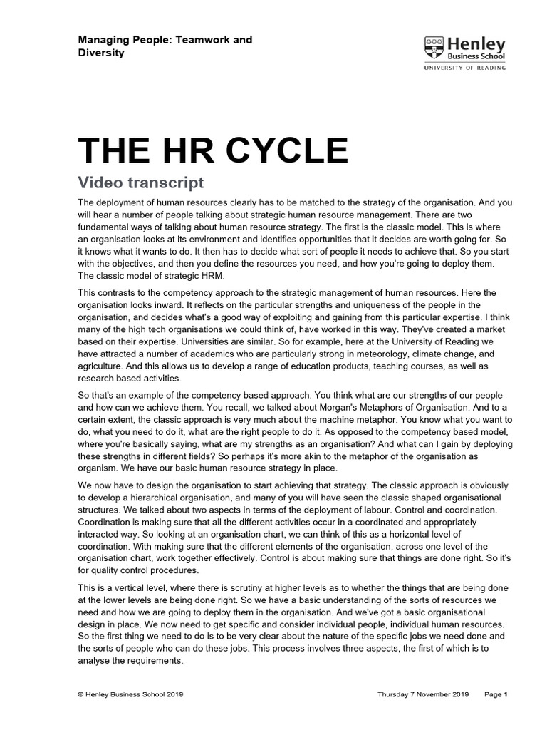 The HR Cycle | PDF