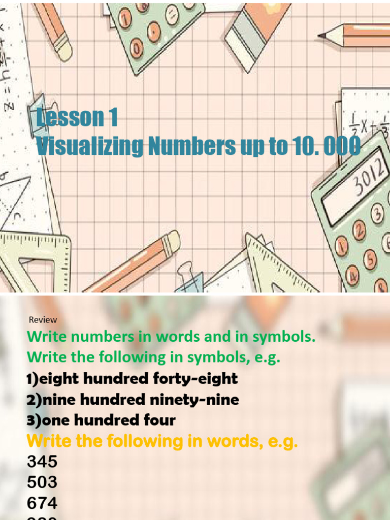 Grade 3 Lesson 1 Visualizing Numbers Up To 5 000 1 | PDF