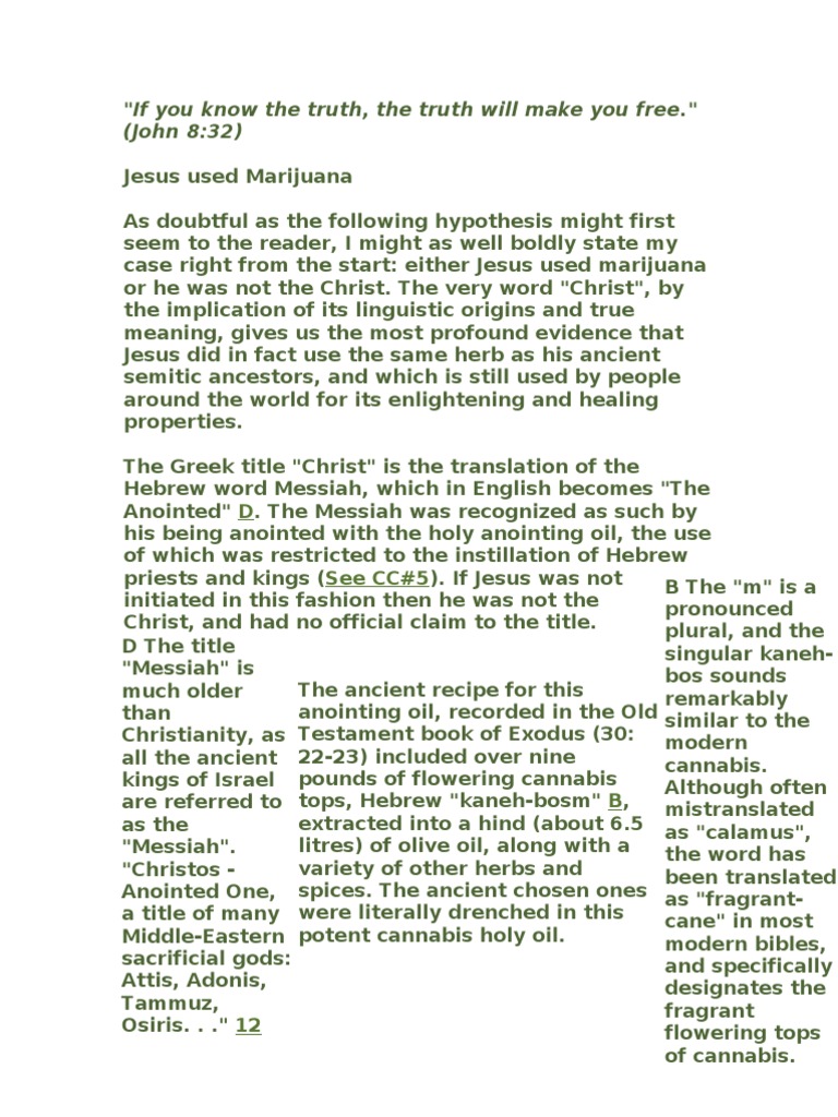 Jesus Used Marijuana | PDF | Anointing | John The Baptist