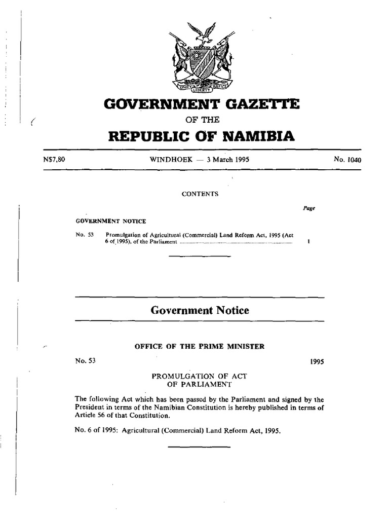 Government Gaze'M'E Republic of Namibia | PDF | Lease | Eminent Domain