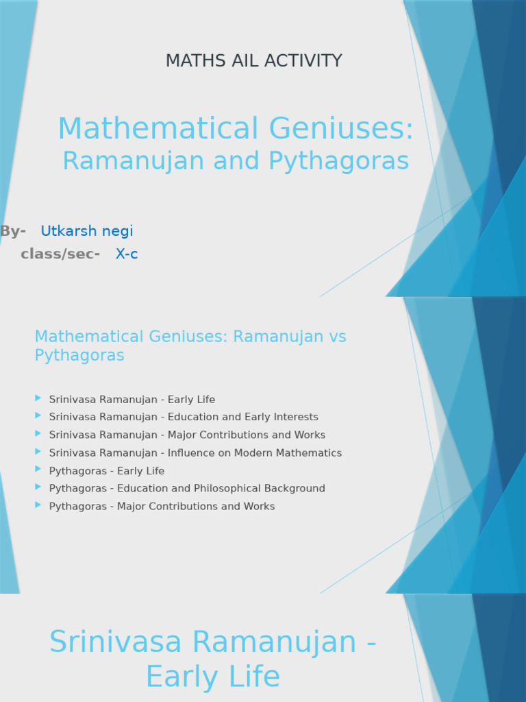 Mathematical Geniuses Ramanujan Vs Pythagoras Pdf