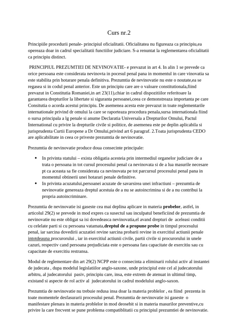 Procedura Penala Cursul 2 | PDF