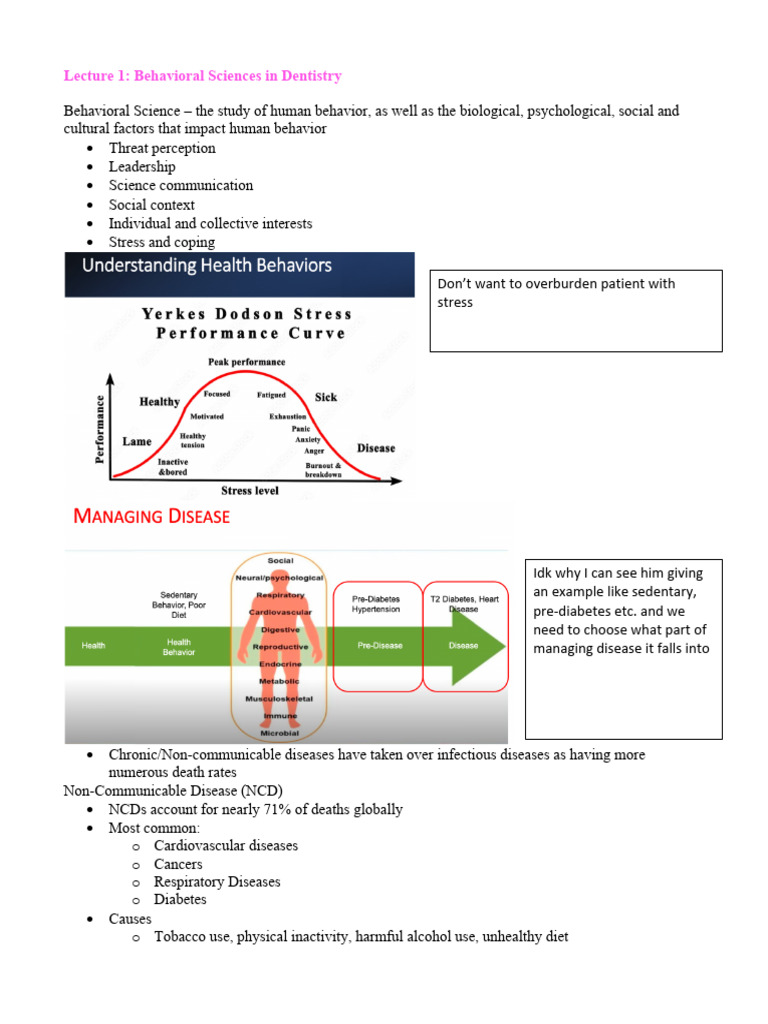 Behavioral Science I Final Study Guide | PDF