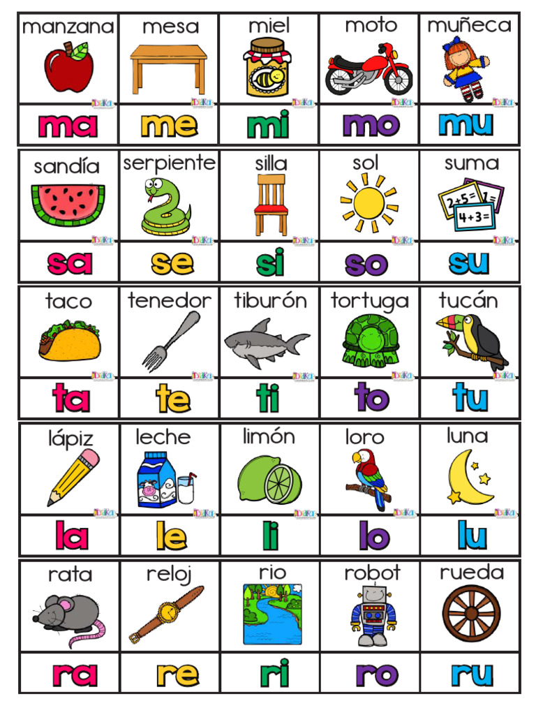 Silabario Con Imagenes y Palabras | PDF