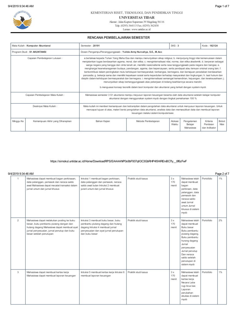 RPS Komputer Akt Myob | PDF