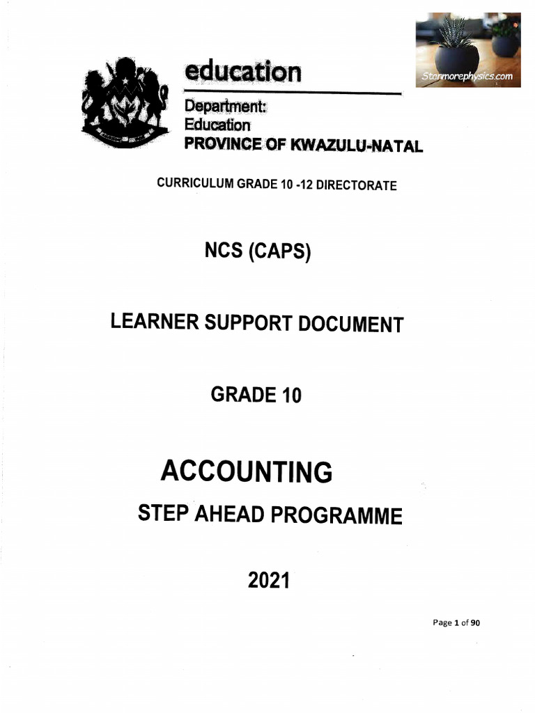 Accounting Learner Grade 10 Support Step Ahead 2021 | PDF Accounting Learner Grade 10 Support Step Ahead 2021 | PDF