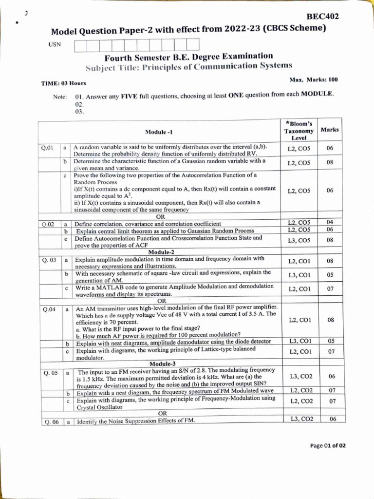 MQP-2 Solutions BEC402 - PCS | PDF