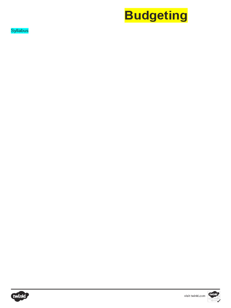 Budget Case Study With Working Example | PDF