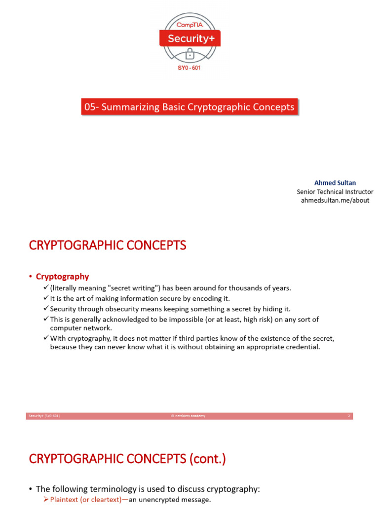 (BONUS) Summarizing Basic Cryptographic Concepts | PDF