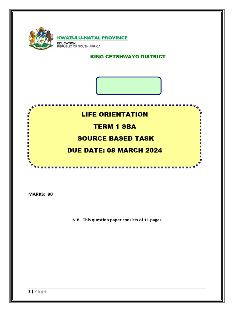 2024 KCD Term 1 Lo SBT Task | PDF