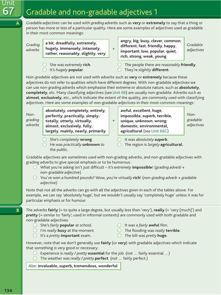 67 Gradable and Non-Gradable Adjectives 1 | PDF