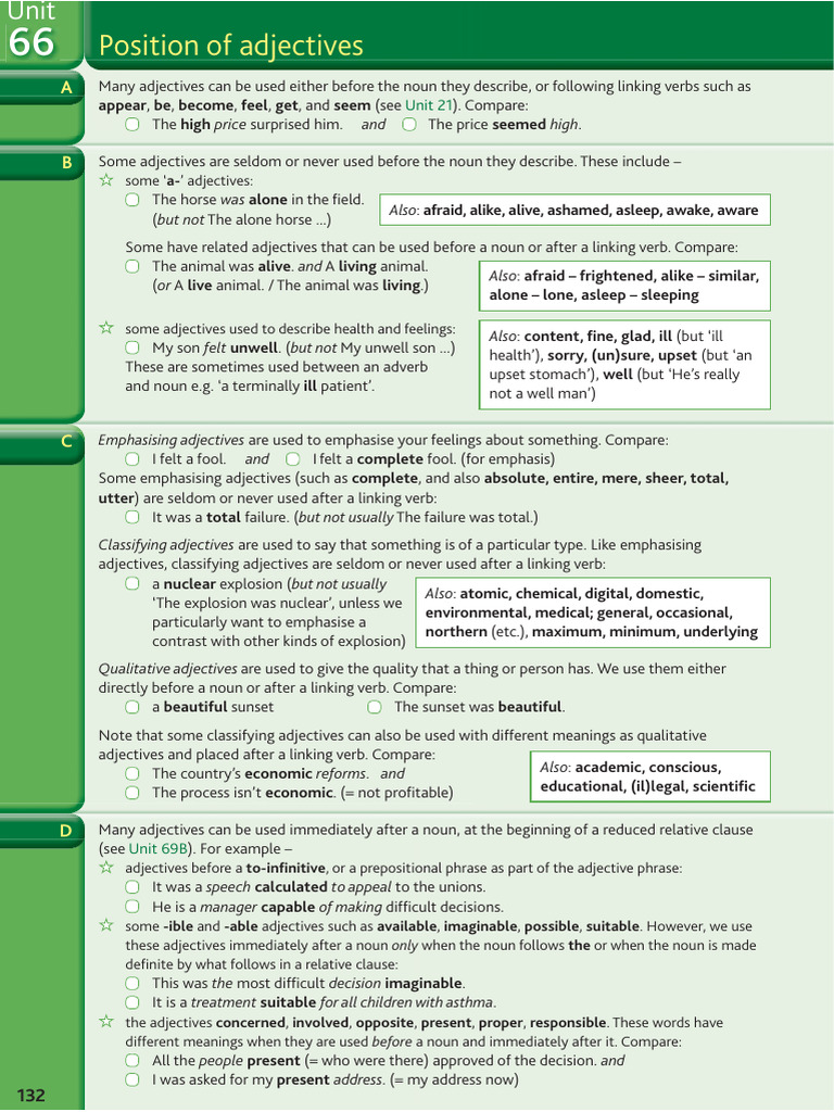66 Position of Adjectives | PDF