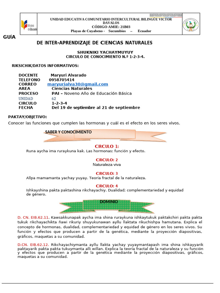 CCNN Unidad 62 C - 1,2,3,4 Noveno 1 | PDF | Importar | Hormona