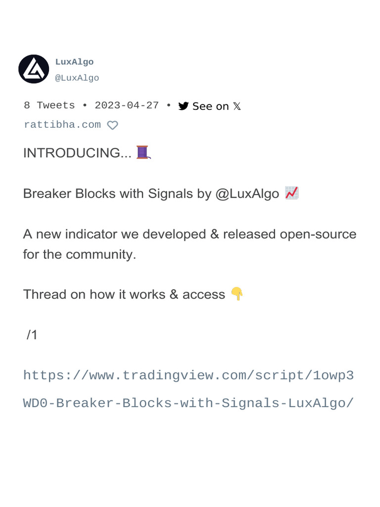 Introducing... - ? - Breaker - Blocks - With - Thread - by - Luxalgo - Apr 27, 23 - From ...