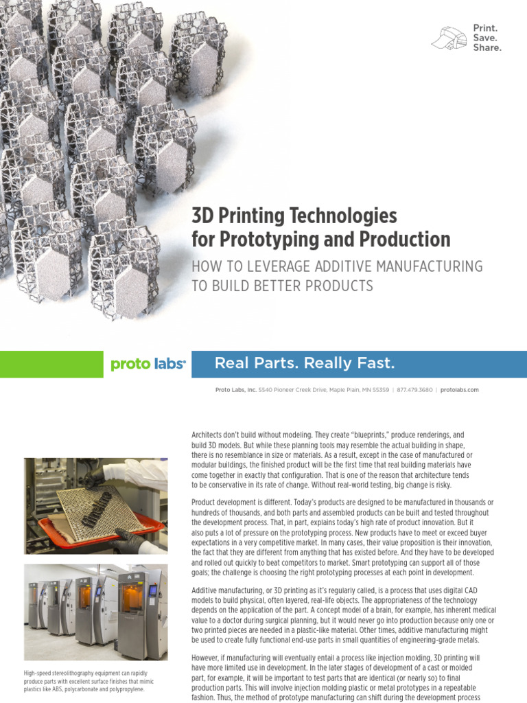 Additive Manufacturing for Prototyping | PDF | 3 D Printing | Physical ...