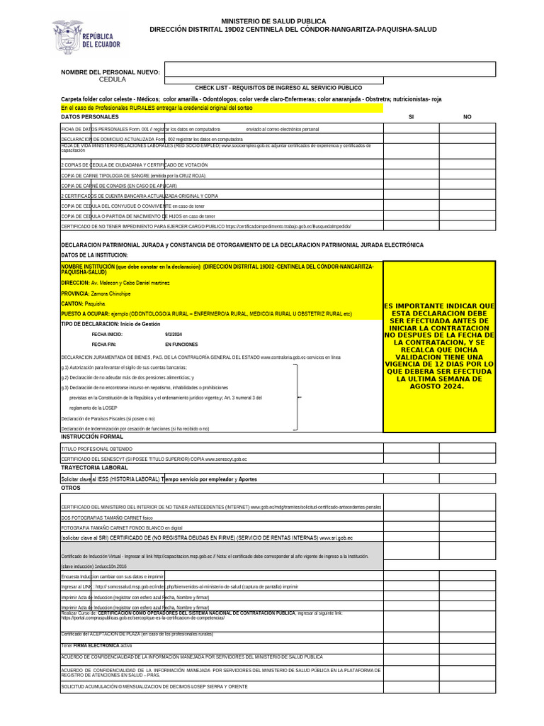 Imprimir Check - List - Requisitos para El Ingreso Al Sector Público y ...