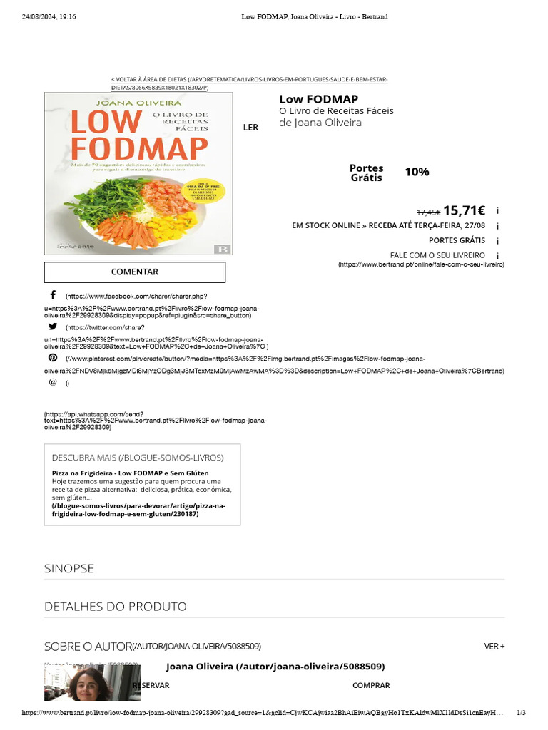 Low FODMAP, Joana Oliveira - Livro - Bertrand | PDF