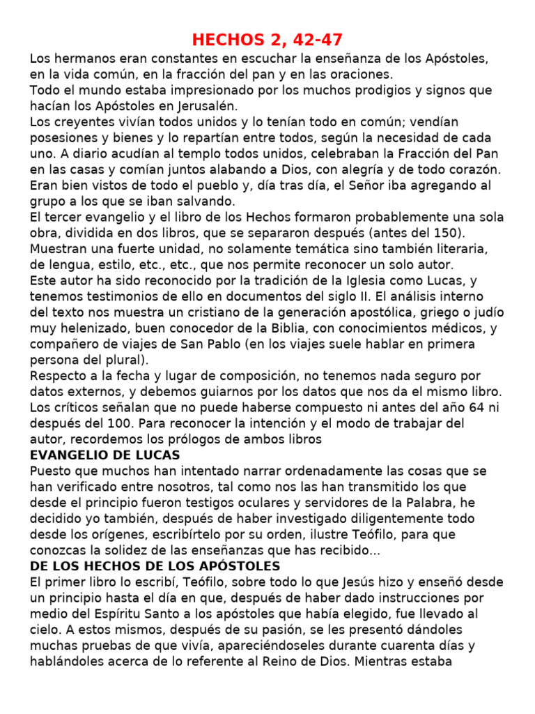 Hechos 2,42-47 | PDF