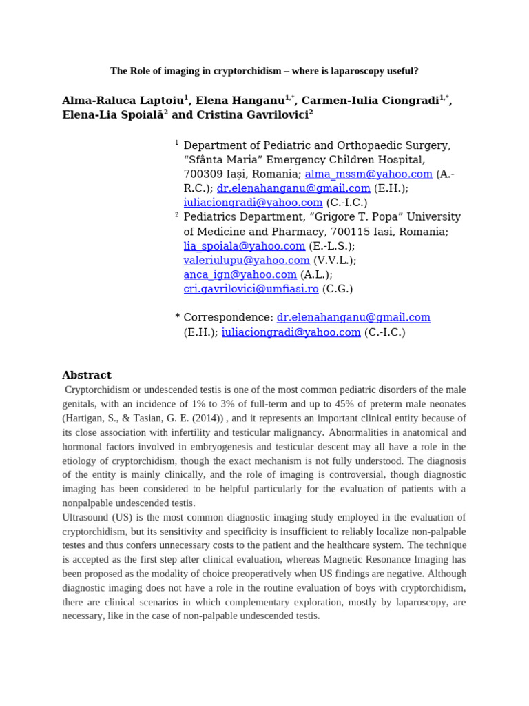 The Role of Imaging in Cryptorchidism Corectat 24.02 | PDF | Medical ...