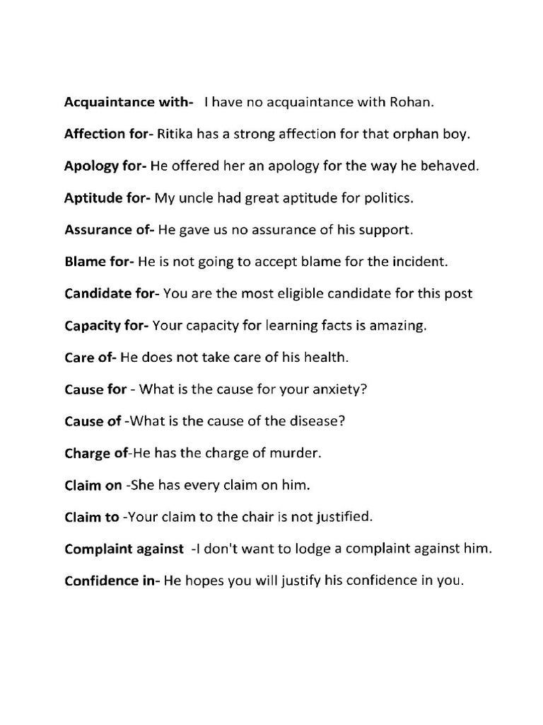 Fixed Preposition | PDF