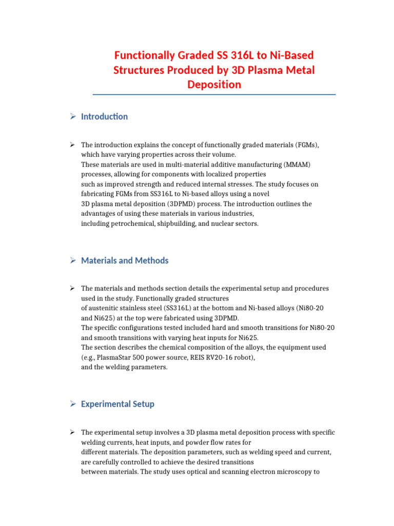 Functionally Graded Structures Sectionwise Summary | PDF