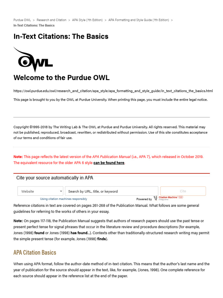 In-Text Citations - The Basics - Purdue OWL® - Purdue University Text ...
