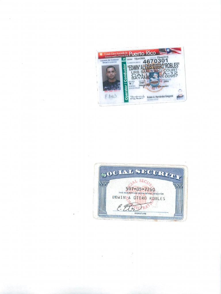 SSN & ID Card (Edwin Otero) | PDF