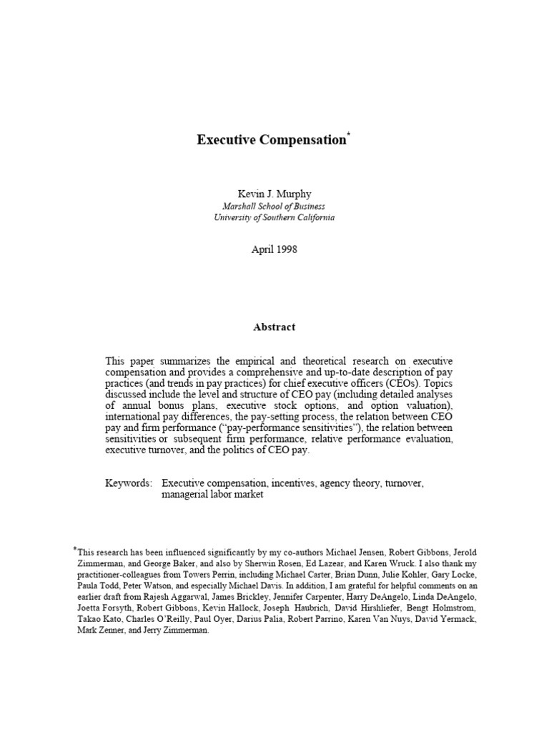 SSRN Economic Paper | PDF | Executive Compensation | Salary