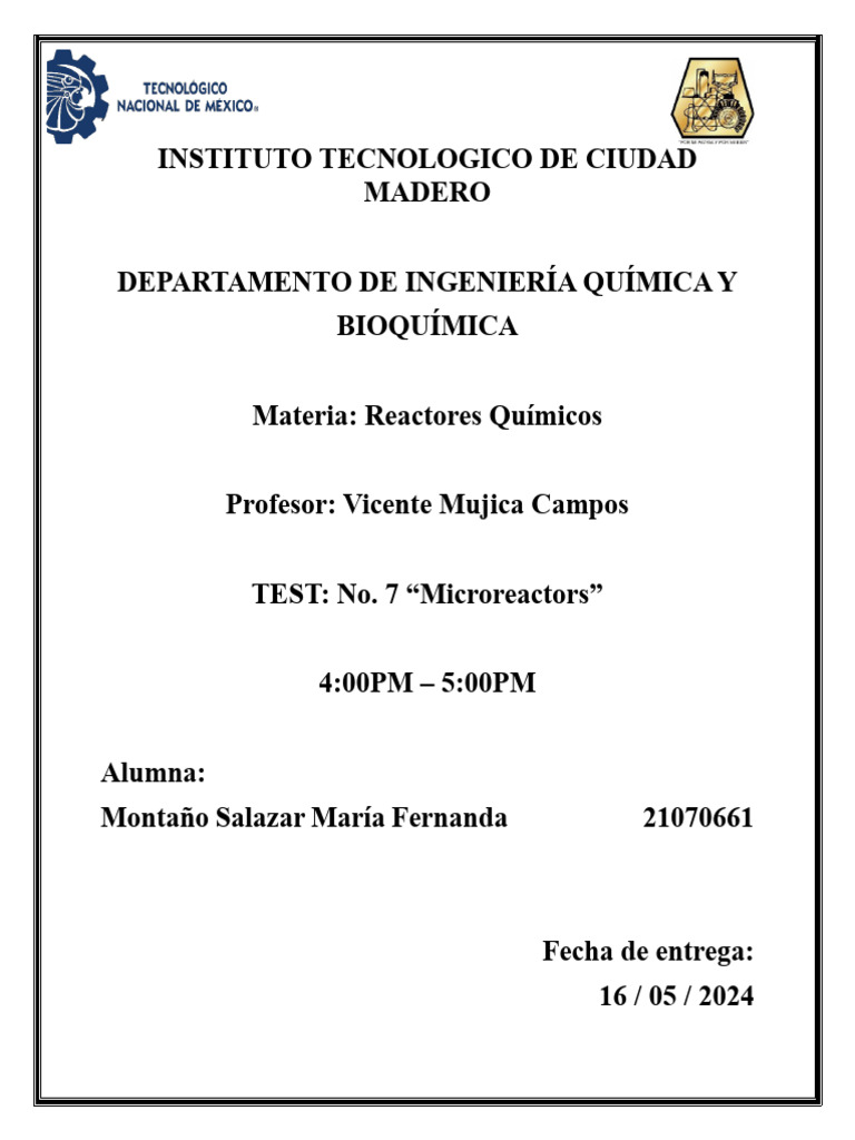 Examen 7 Reactores | PDF