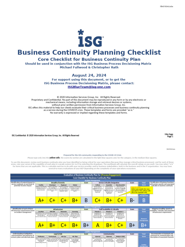 Business Continuity Planning Checklist | PDF