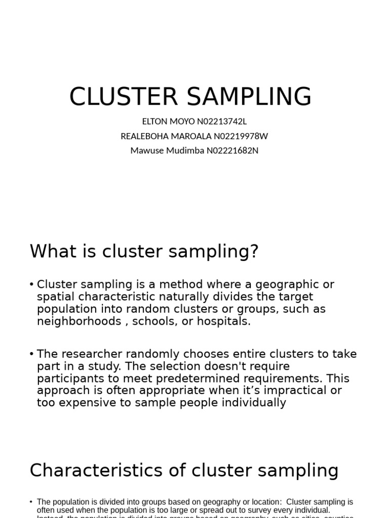 Cluster Sampling | PDF