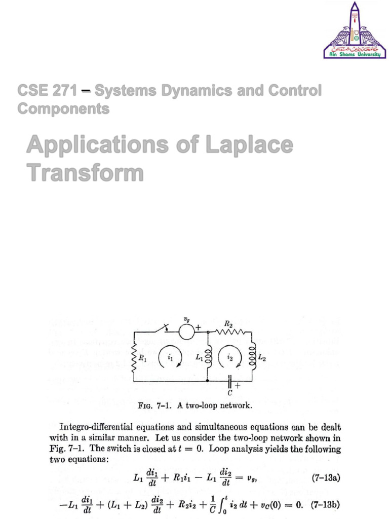 Lecture 9 Applications Laplace Transform | PDF Lecture 9 Applications Laplace Transform | PDF