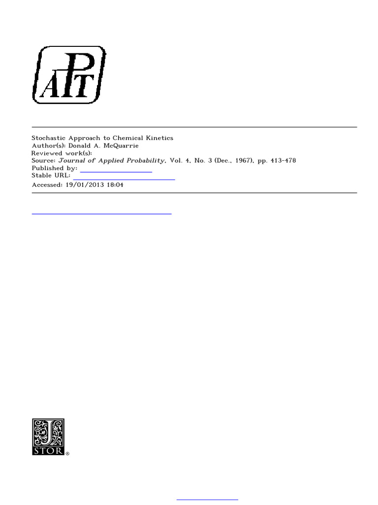 Stochastic Approach To Chemical Kinetics | PDF | Chemical Kinetics ...
