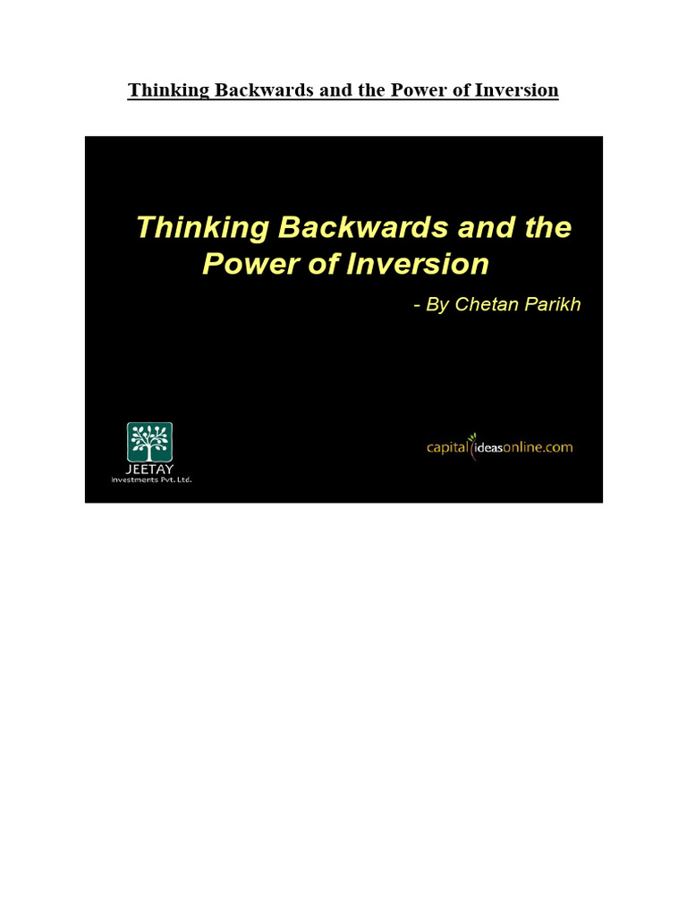 Thinking Backwards and The Power of Inversion | PDF