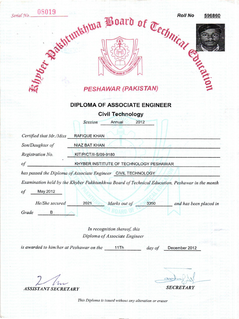 Diploma of Associate Engineer.. | PDF