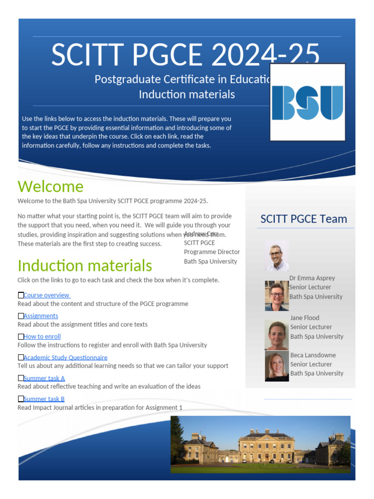 SCITT Induction Pack 1 2024 Ped & Adapt | PDF