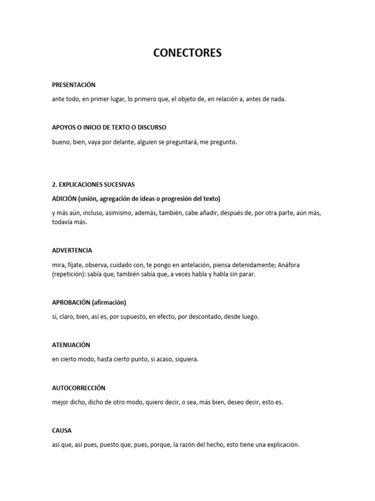 Conectores: Guía Completa y Clasificación | PDF