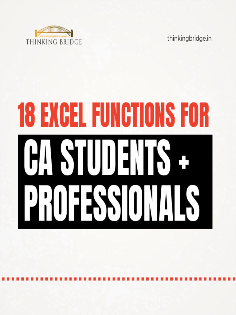 18 Excel Functions For CA Students + Professionals | PDF