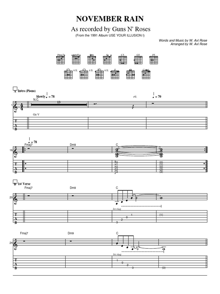 Guns N' Roses - November | PDF | Sound Recording | Heavy Metal Music