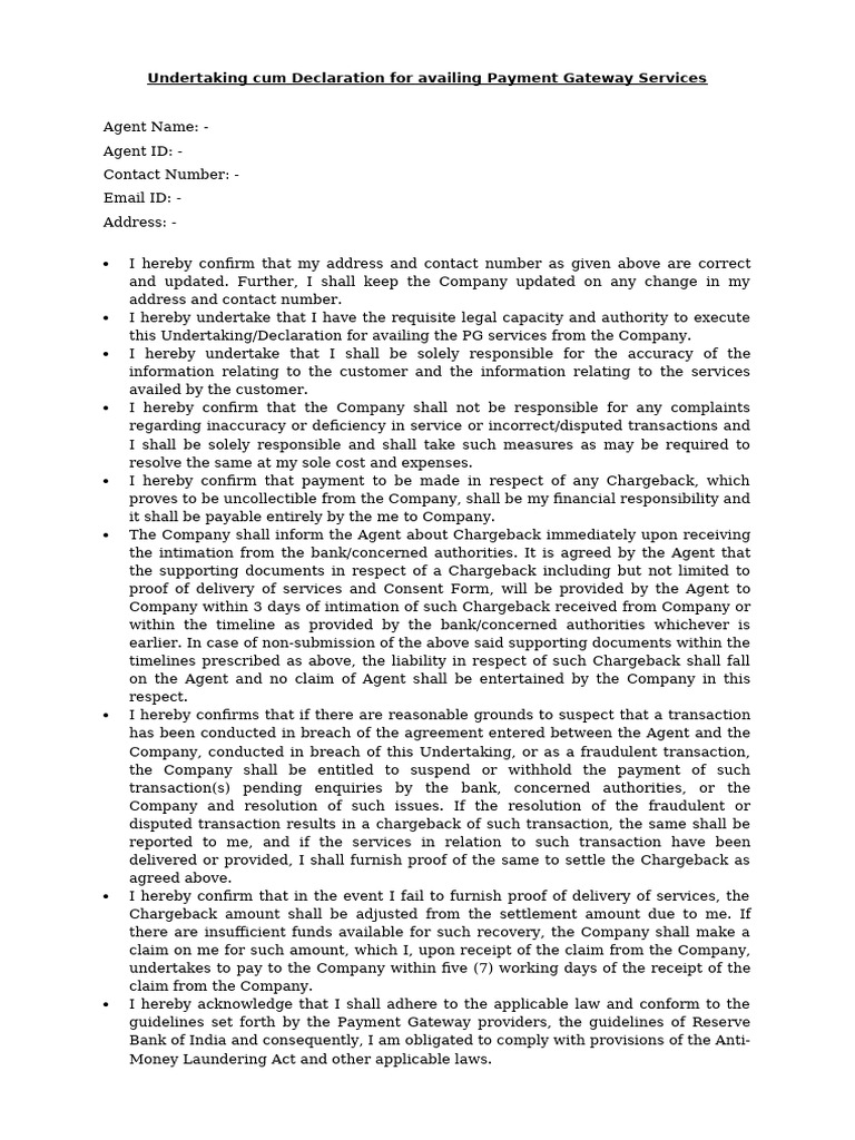 PG Undertaking (1) Consent Form | PDF