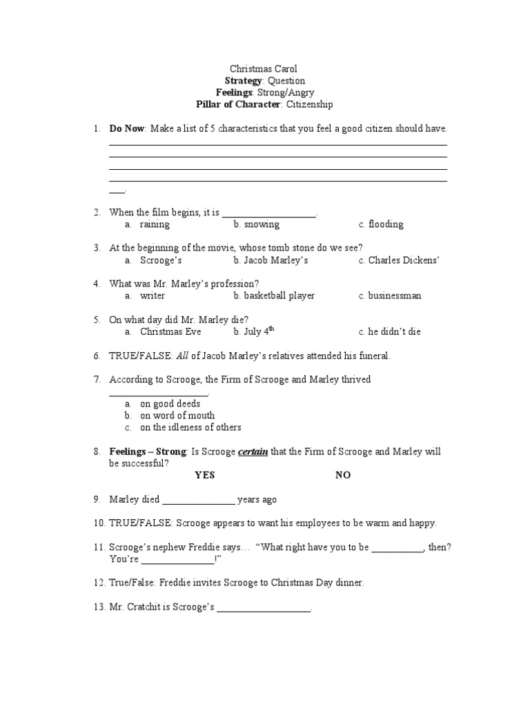 Mini Unit (1) Answer | PDF | Ebenezer Scrooge | Jacob Marley