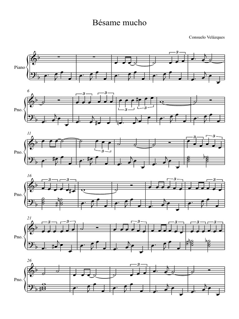 Partitura de "Bésame Mucho" para Piano | PDF