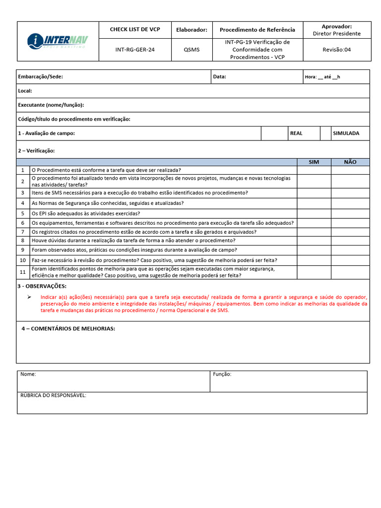 Int RG Ger 24 Check List VCP | PDF