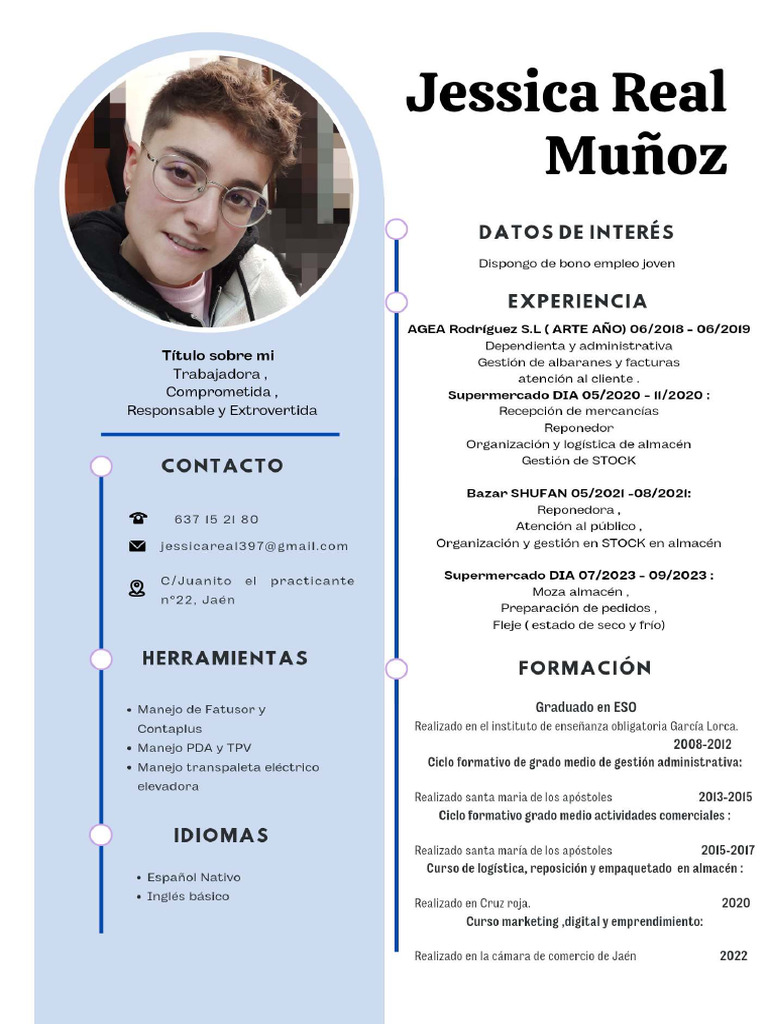 Currículum - Jessica Real Muñoz | PDF